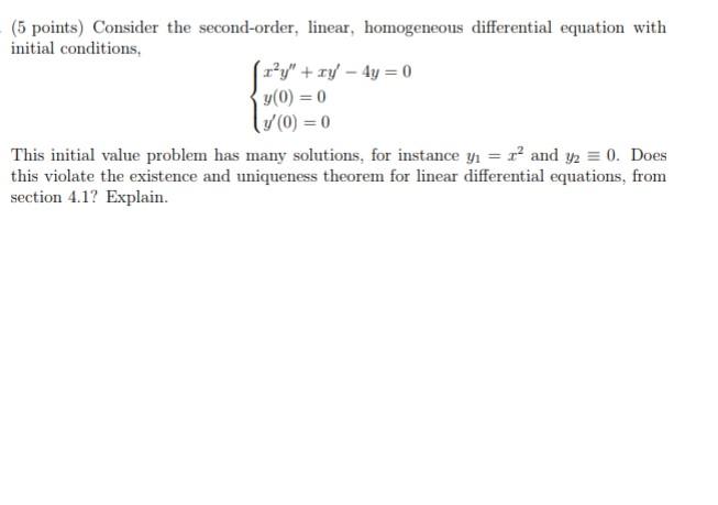 Solved (5 points) Consider the second-order, linear, | Chegg.com