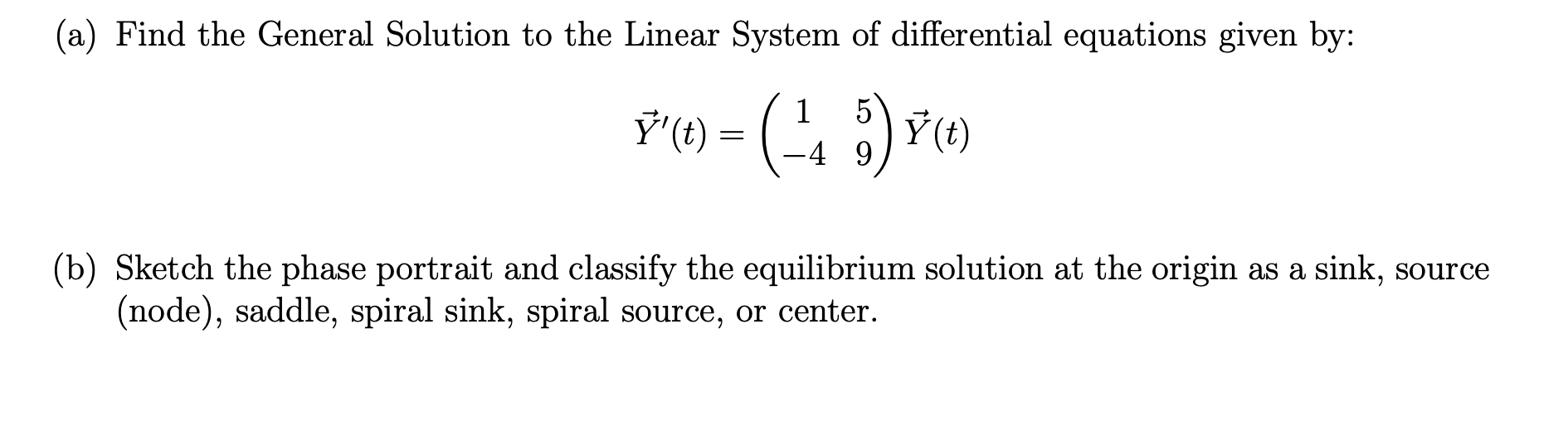 Solved Find the General Solution to the Linear System of | Chegg.com