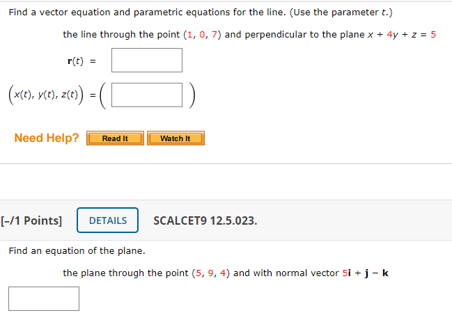 Solved Find a vector equation and parametric equations for | Chegg.com