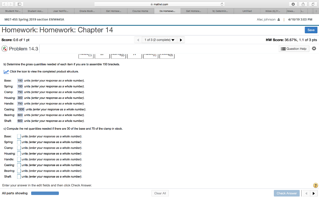 c) Compute the net quantities needed if there are 30 | Chegg.com