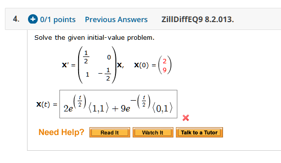 Solved 4. 0/1 points Previous Answers zillDiffeQ9 8.2.013. | Chegg.com