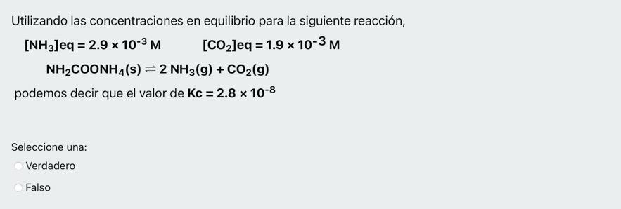Solved Using this concentrations in equilibrium for this | Chegg.com