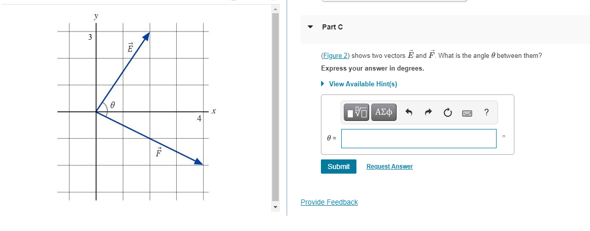 Solved Part C Ē (Figure 2) shows two vectors and What is the | Chegg.com