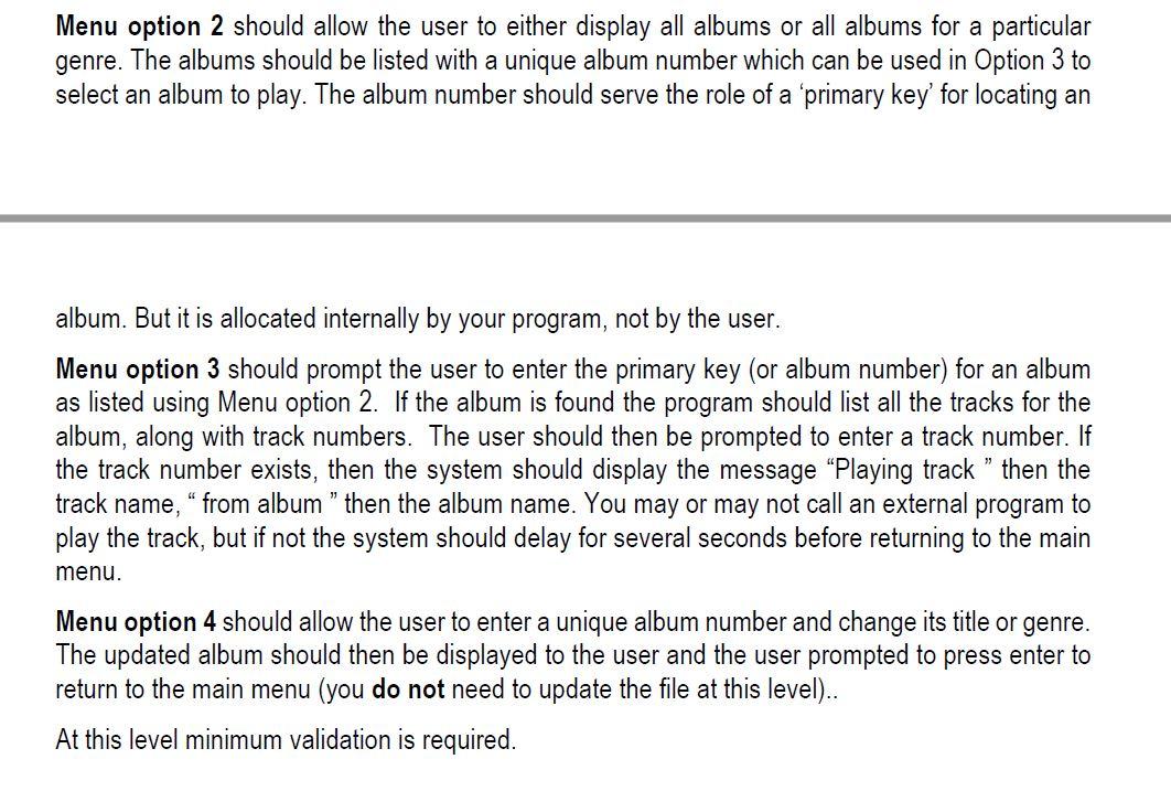 Solved Your extended Text Based Music Application must add | Chegg.com