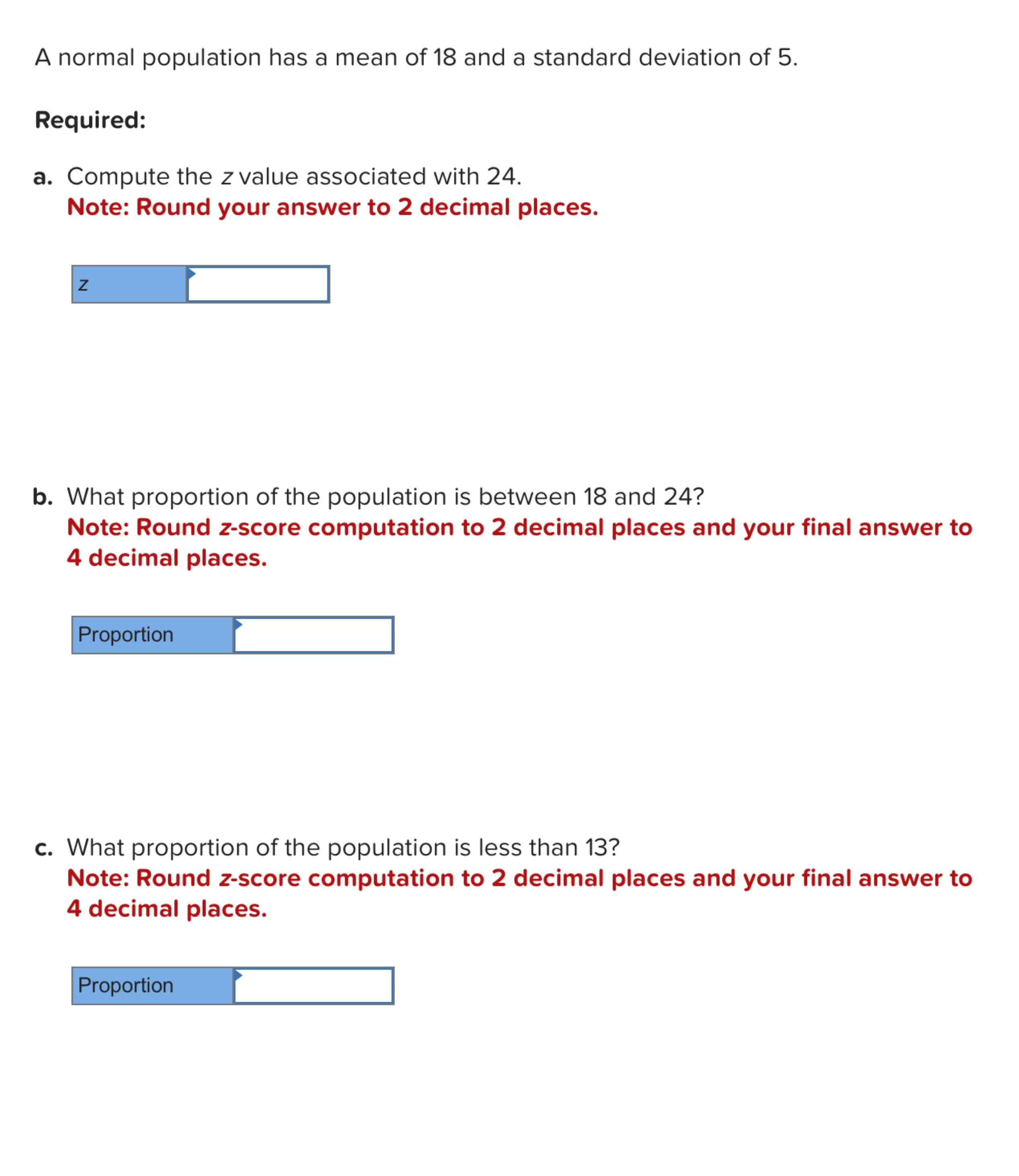 A normal population has a mean of 18 ﻿and a standard | Chegg.com