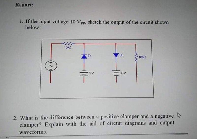 Solved Report: 1. If the input voltage 10 Vpp, sketch the | Chegg.com
