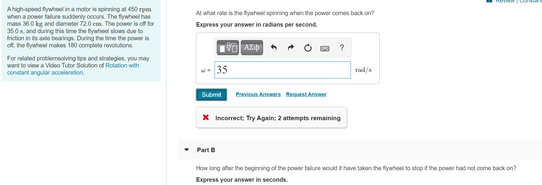 Solved A high-speed flywheel in a motor is spinning at | Chegg.com