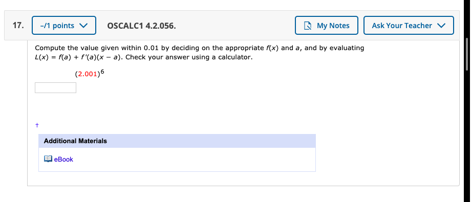 Solved -/2 points v OSCALC1 4.2.072. My Notes Ask Your | Chegg.com Solved -/2 points v OSCALC1 4.2.072. My Notes Ask Your | Chegg.com