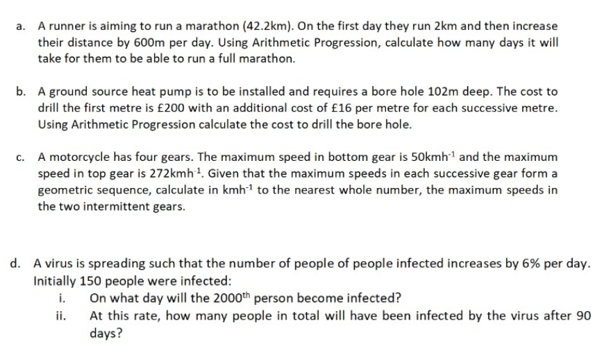 Solved a. A runner is aiming to run a marathon (42.2 km). On | Chegg.com