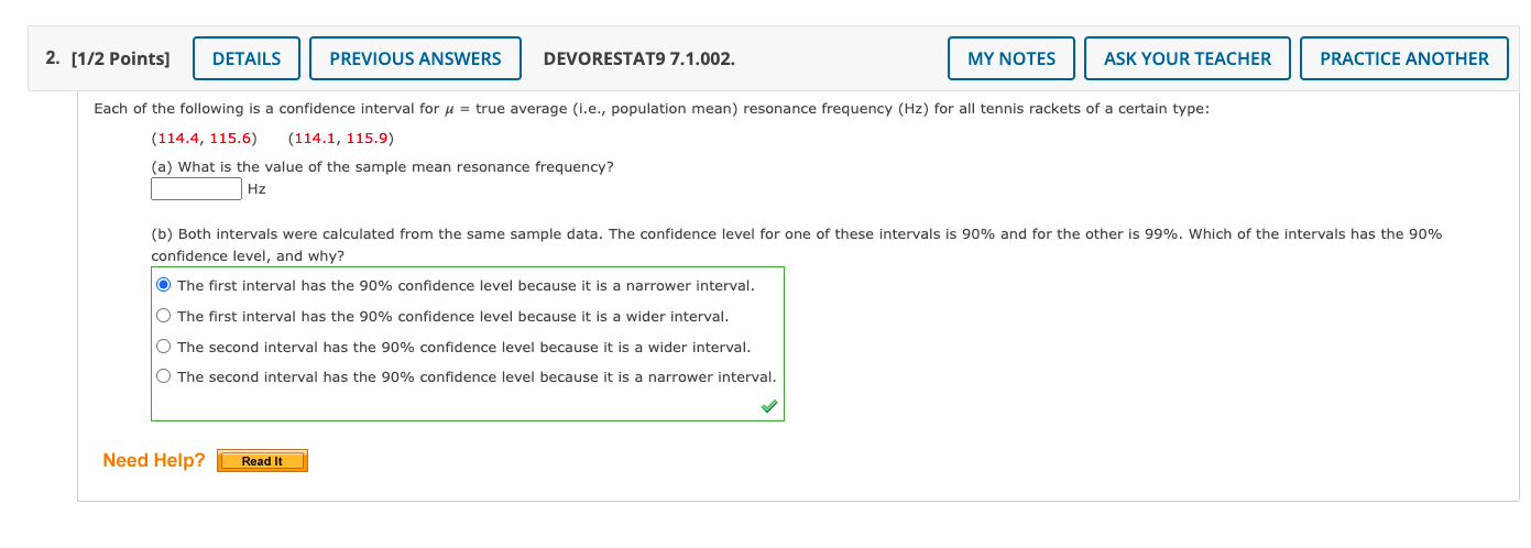 Solved 2. [1/2 points) DETAILS PREVIOUS ANSWERS DEVORESTAT9 | Chegg.com