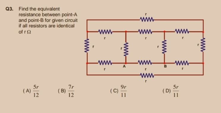 Solved Q3. Find the equivalent resistance between point-A | Chegg.com