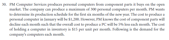Solved 30. PM Computer Services produces personal computers | Chegg.com