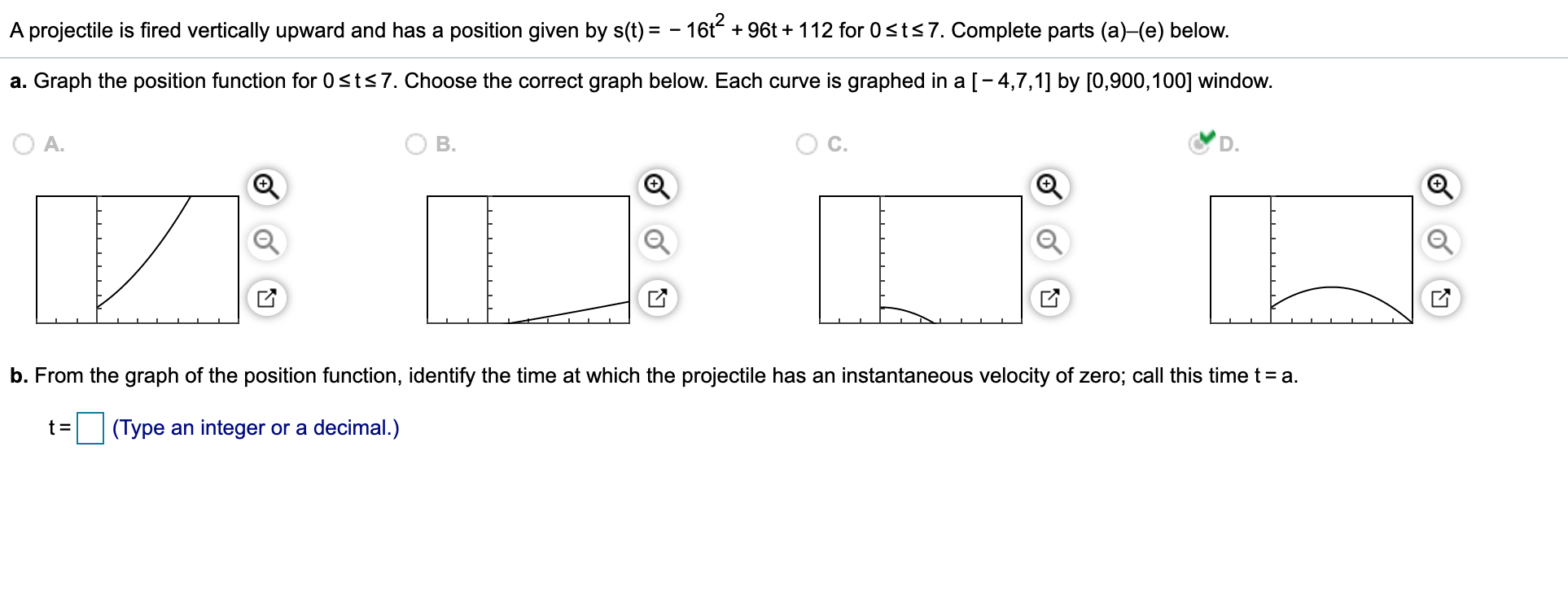 Solved A projectile is fired vertically upward and has a | Chegg.com