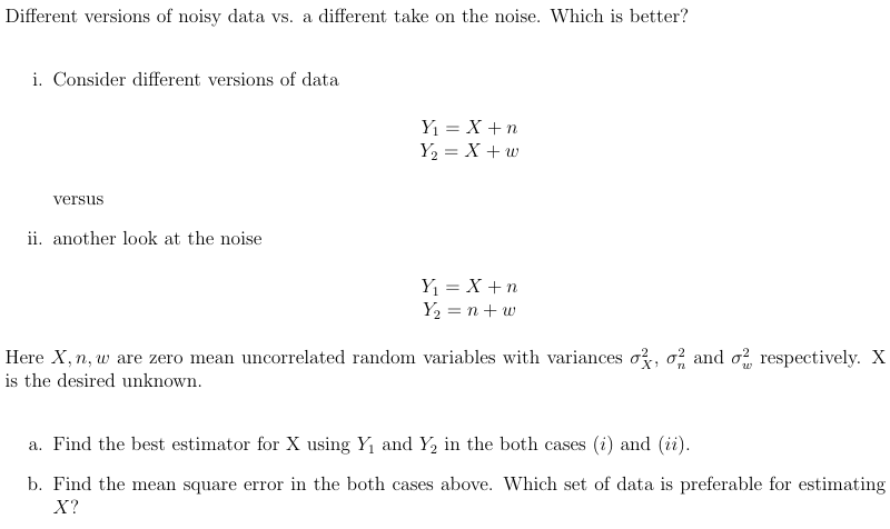 Solved Different versions of ﻿noisy data vs. ﻿a different | Chegg.com