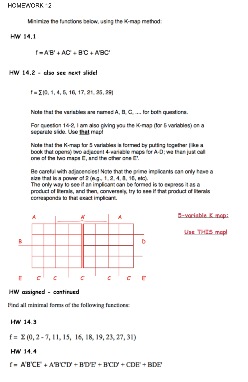Solved Minimize the functions below, using the K-map method: | Chegg.com
