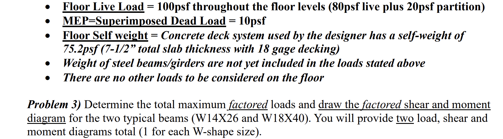 Solved - Floor Live Load =100psf throughout the floor | Chegg.com