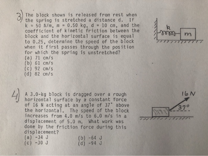 Solved The block shown is released from rest when the spring | Chegg.com