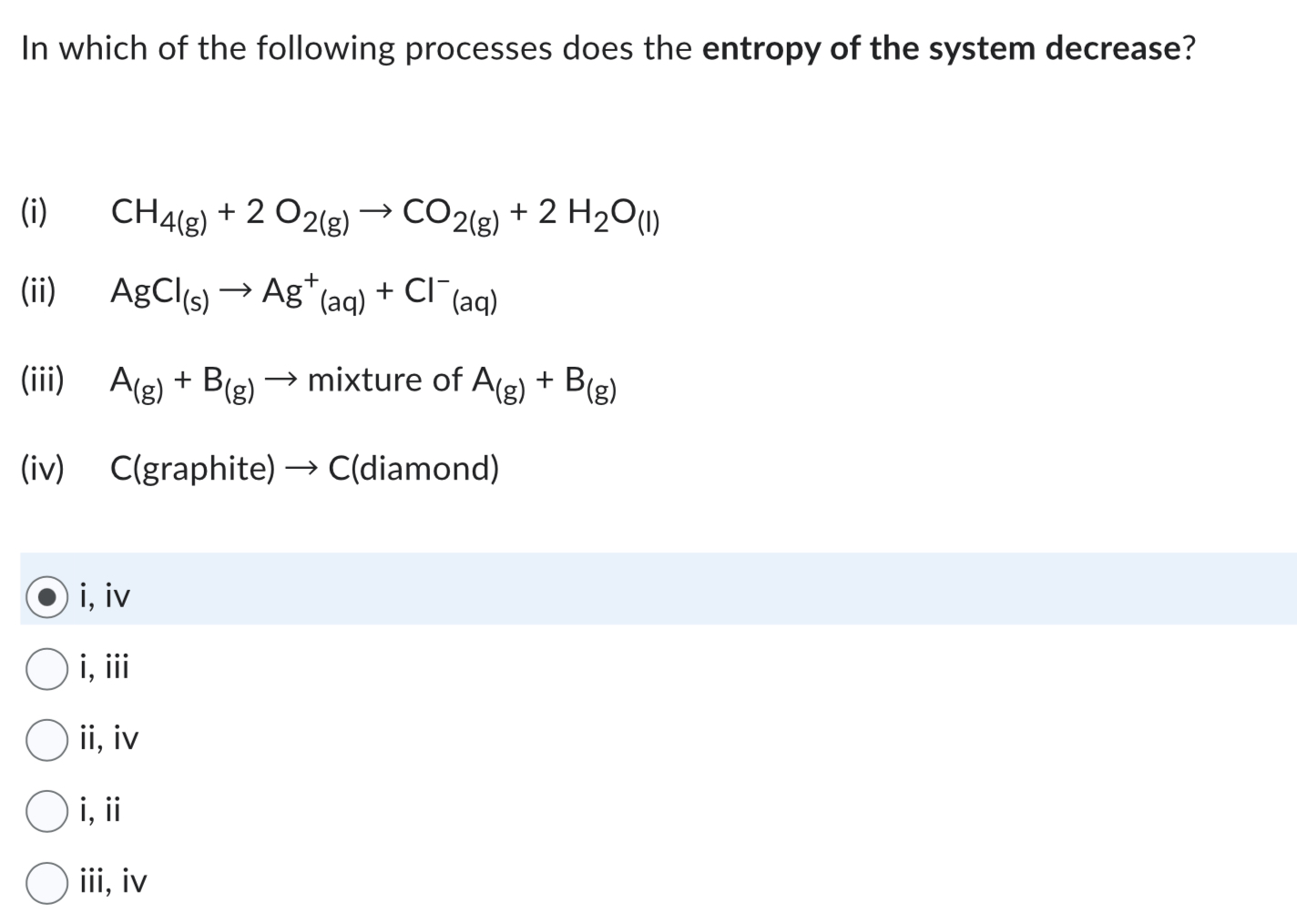 Solved In which of the following processes does the entropy | Chegg.com