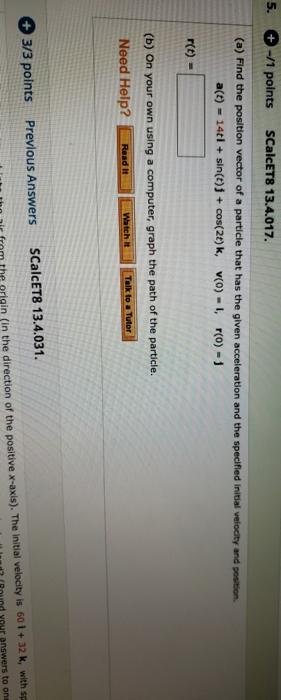 Solved 5. -/1 points SCalcET8 13.4.017. (a) Find the | Chegg.com