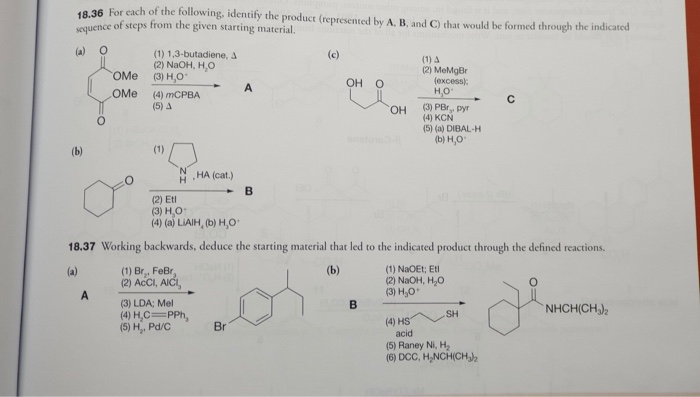 Solved 36 For each of the following, identify the product | Chegg.com