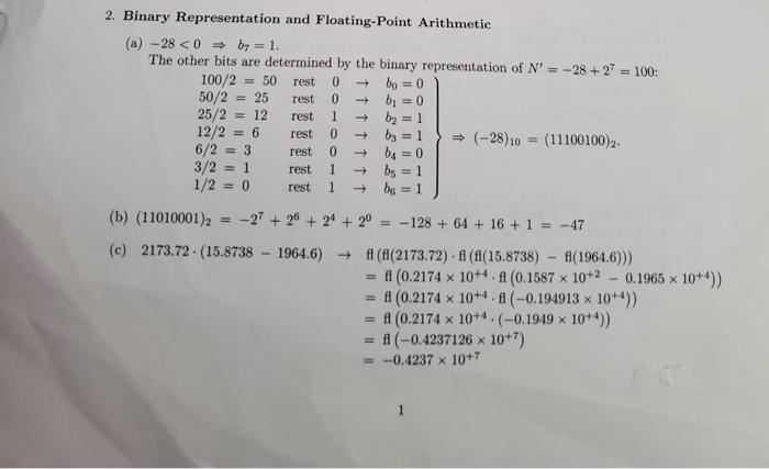 2. Binary Representation and Floating-Point | Chegg.com