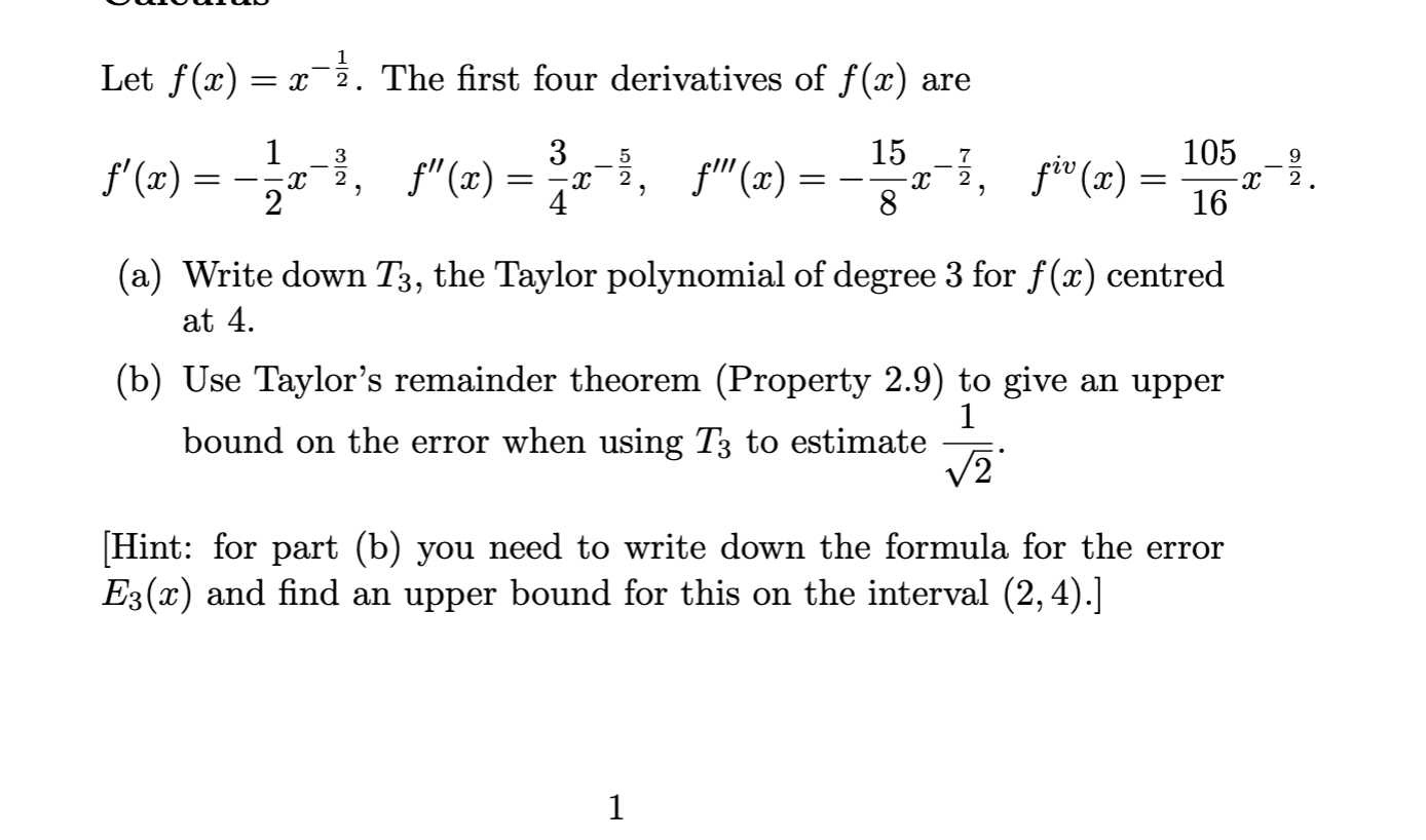 Solved Property 2.9 (Taylor's remainder). Let Tn(x) be the | Chegg.com