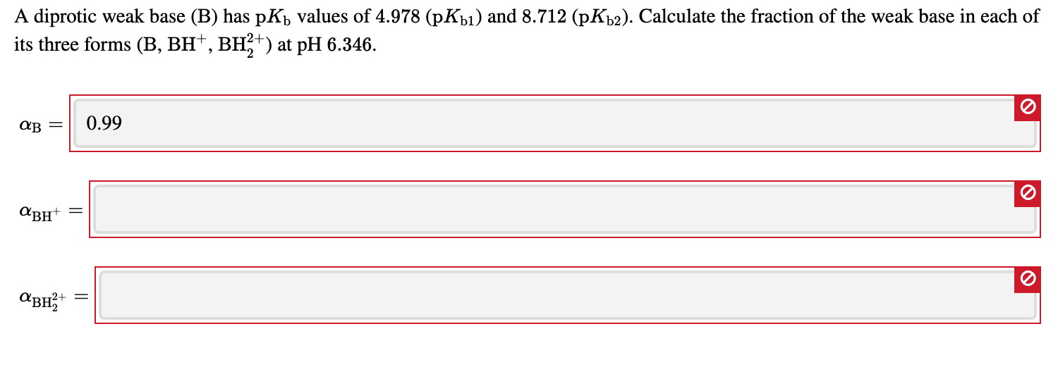 Solved A diprotic weak base (B) has pK) values of 4.978 | Chegg.com