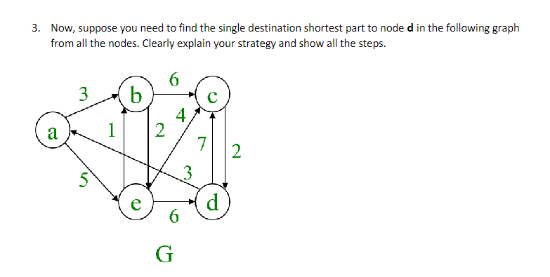 Solved Now, suppose you need to find the single destination | Chegg.com