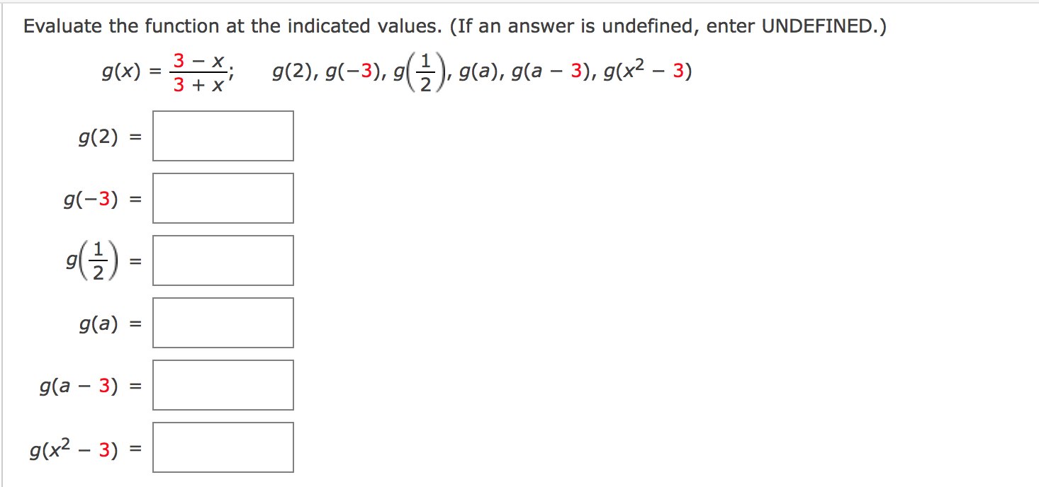 Solved Evaluate the function at the indicated values. (If an | Chegg.com