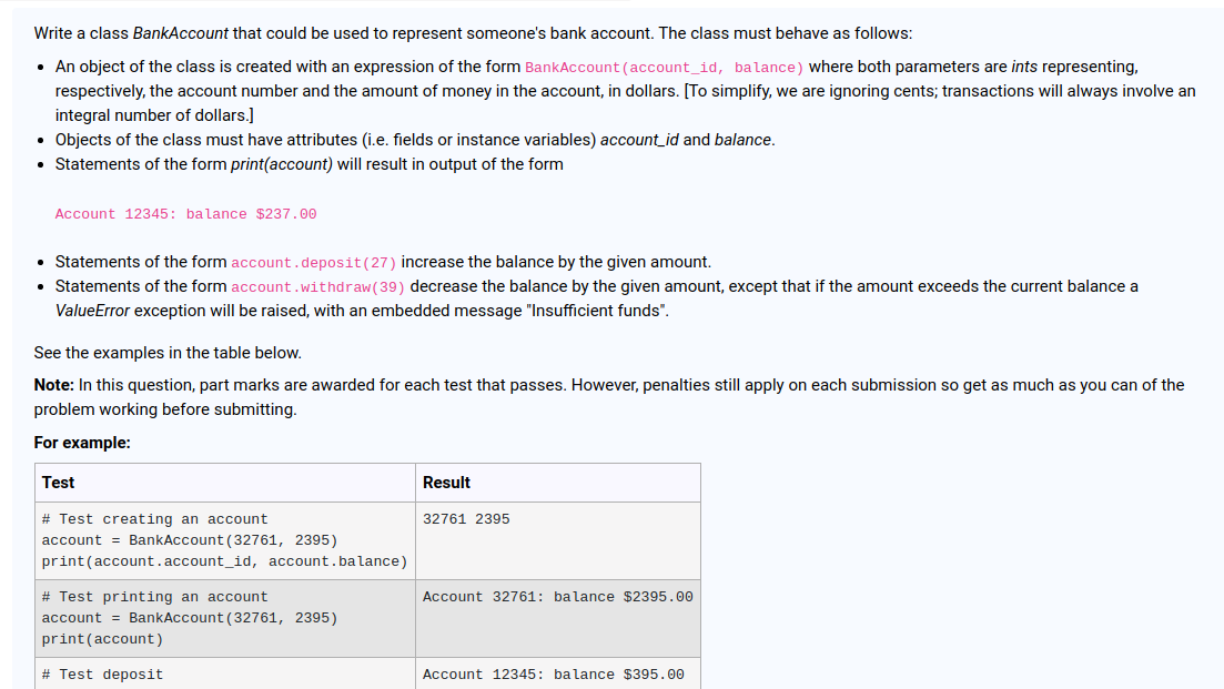 Solved Write a class BankAccount that could be used to | Chegg.com