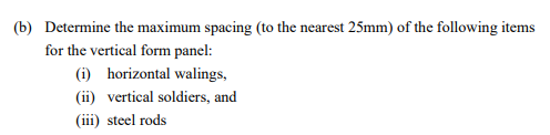Solved A wall form panel is to be designed for casting a | Chegg.com