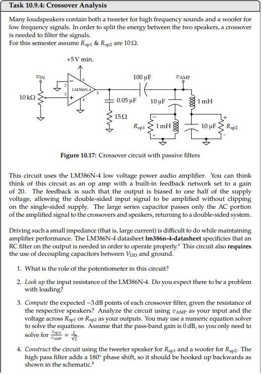 Solved 5. Measure the -3dB points of the crossovers when | Chegg.com