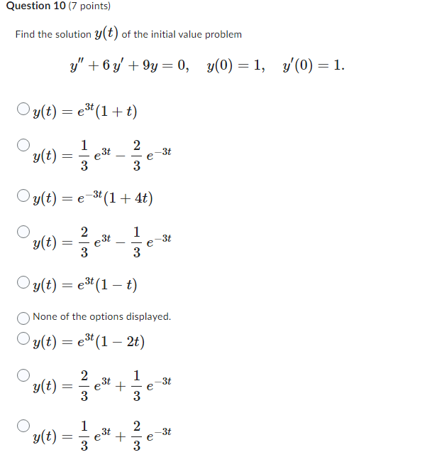 Solved Find the solution y(t) of the initial value problem | Chegg.com