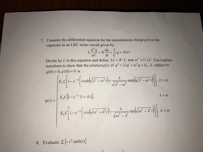Solved 7. Consider the differential equation for the | Chegg.com