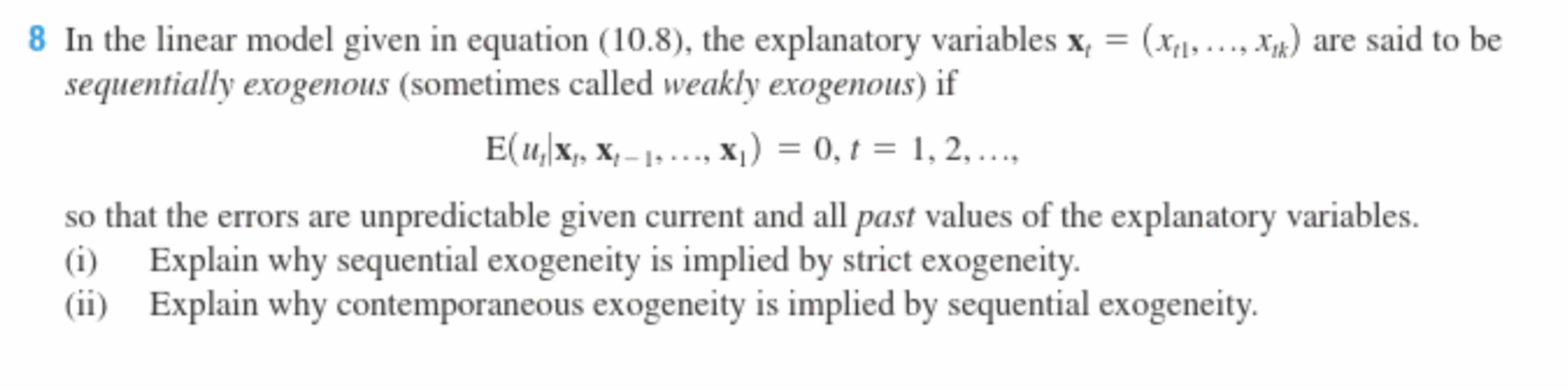 Solved 8 ﻿In the linear model given in equation (10.8), ﻿the | Chegg.com