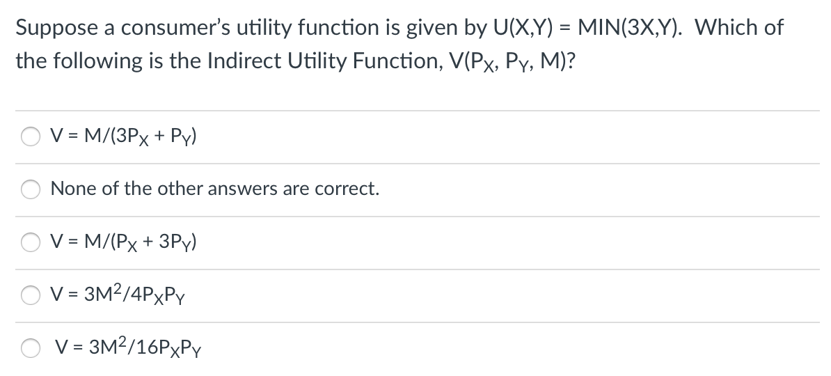 Solved Suppose a consumer's utility function is given by | Chegg.com
