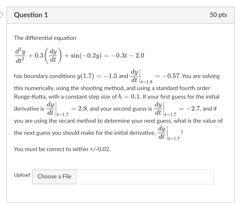 Solved Question 1The differential | Chegg.com