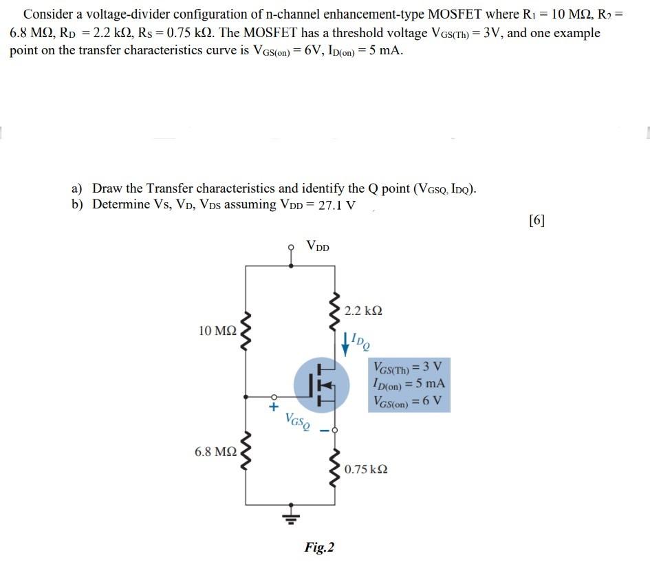 Solved Consider a voltage-divider configuration of n-channel | Chegg.com