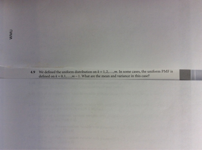Solved 3 , m. In some cases, the uniform PMF is we defined | Chegg.com