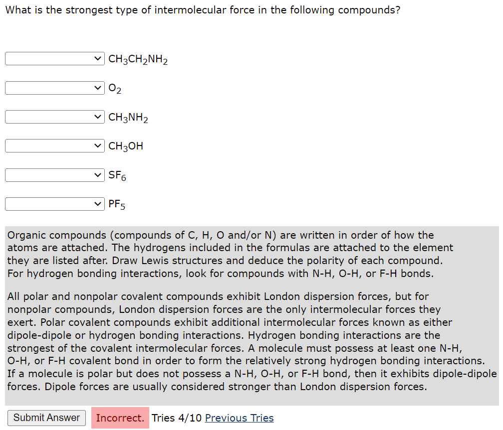 Solved What is the strongest type of intermolecular force in | Chegg.com