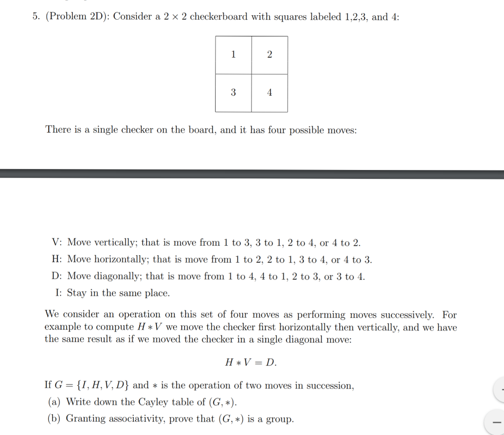 Solved 5. (Problem 2D): Consider a 2 x 2 checkerboard with | Chegg.com