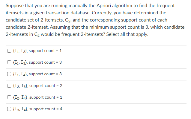 Solved Suppose That You Are Running Manually The Apriori
