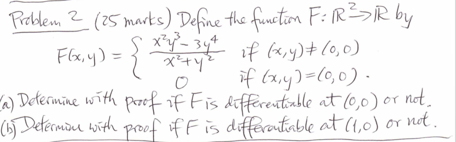 Solved Problem 2 (25 marks) Define the function F:R2→R by | Chegg.com