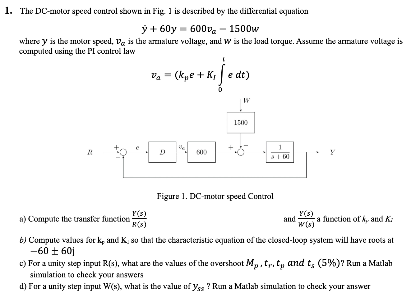 1. The DC-motor speed control shown in Fig. 1 is | Chegg.com
