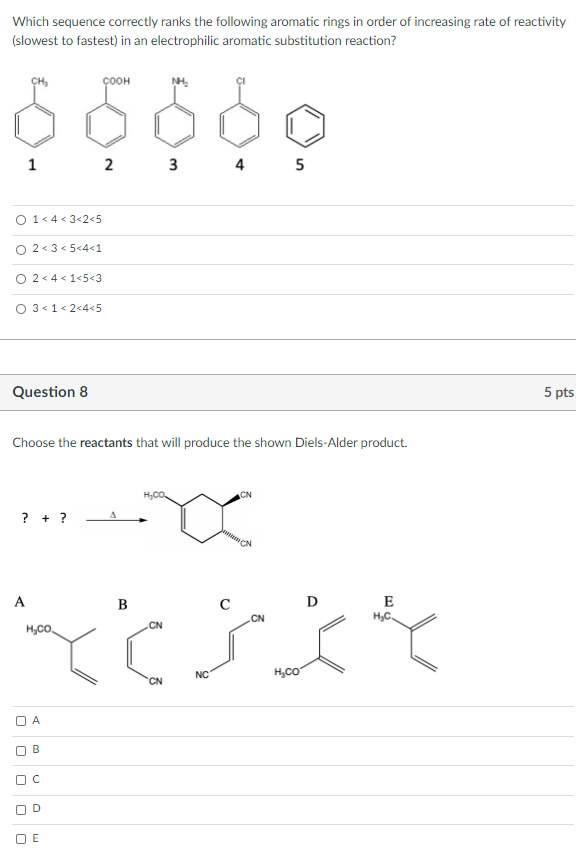 Solved Which sequence correctly ranks the following aromatic | Chegg.com