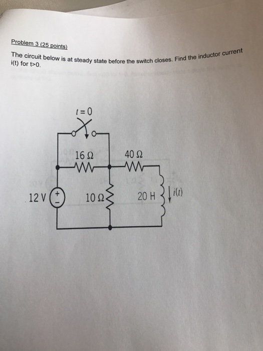 Solved The circuit below is at Steady state before the | Chegg.com