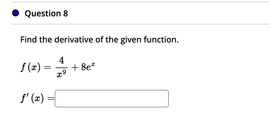 Solved Find the derivative of the given function. | Chegg.com