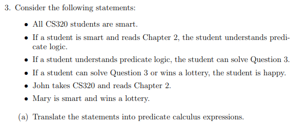 Solved 3. Consider the following statements: • All CS320 | Chegg.com