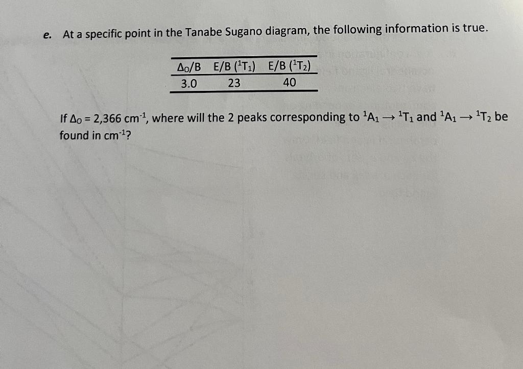 2) (25 pts) Refer the Tanabe Sugano diagram for d5 in | Chegg.com