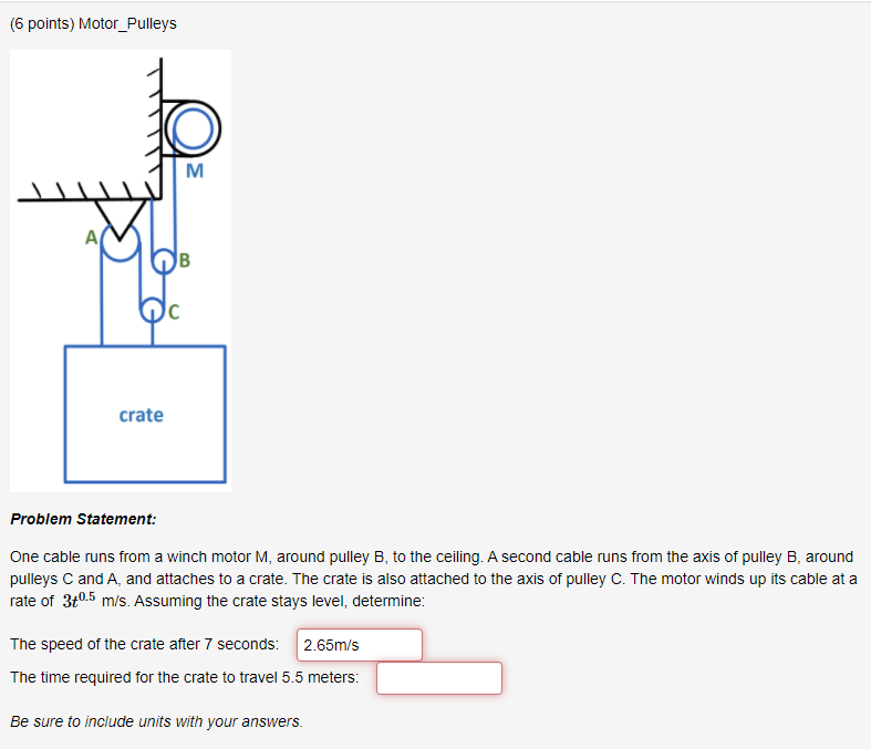 Solved (6 points) Motor_Pulleys M A DB crate Problem | Chegg.com
